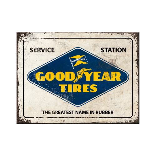 Goodyear Logo White - Kjøleskapsmagnet - METALLSKILT.NO
